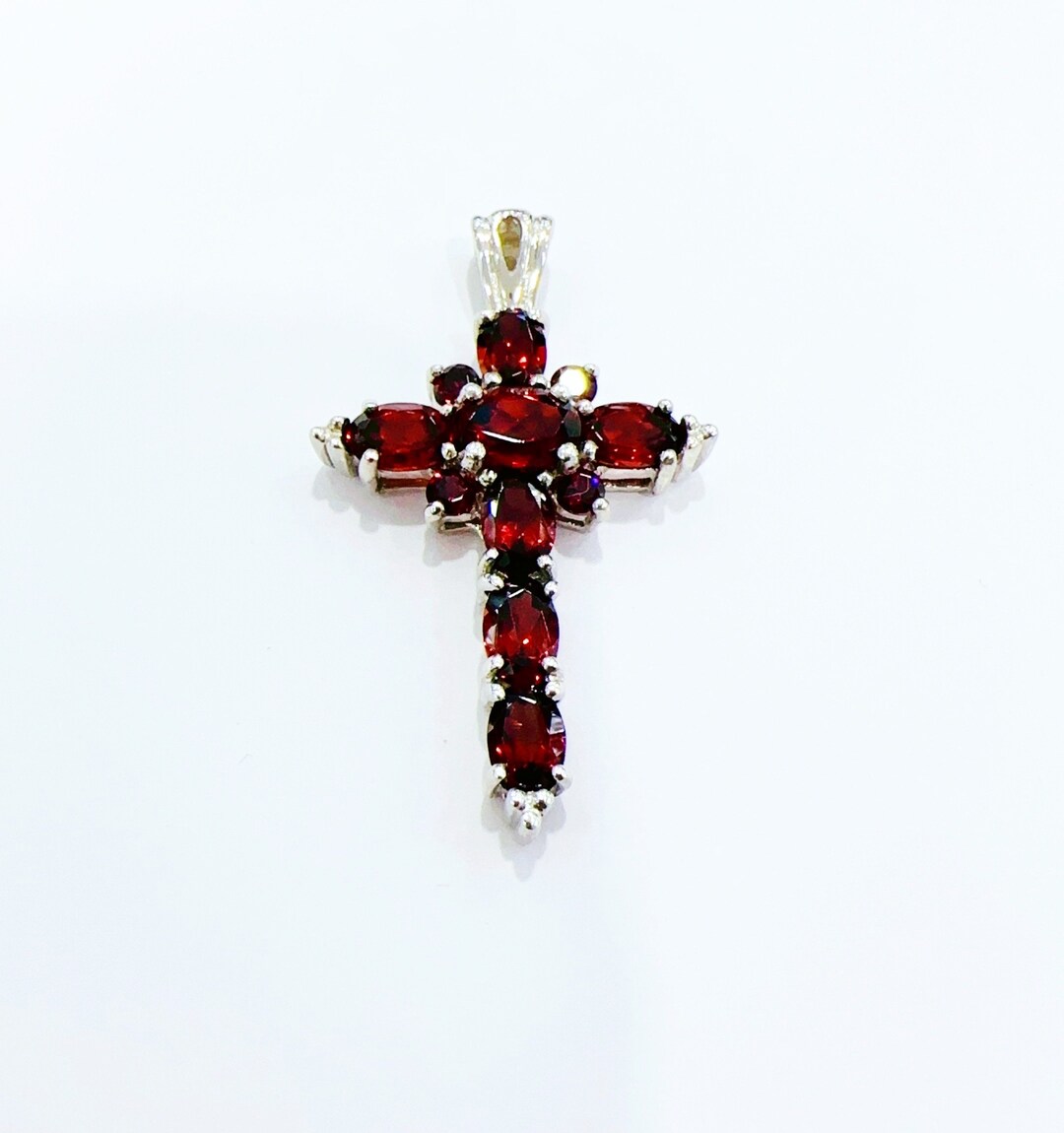 AAA Garnet Cross Pendant in Sterling Silver January Birth Stone - Etsy