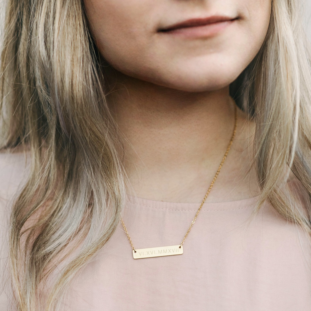 Personalized Necklace - Engraved Bar Necklace - Valentine’s Gift - Name ...