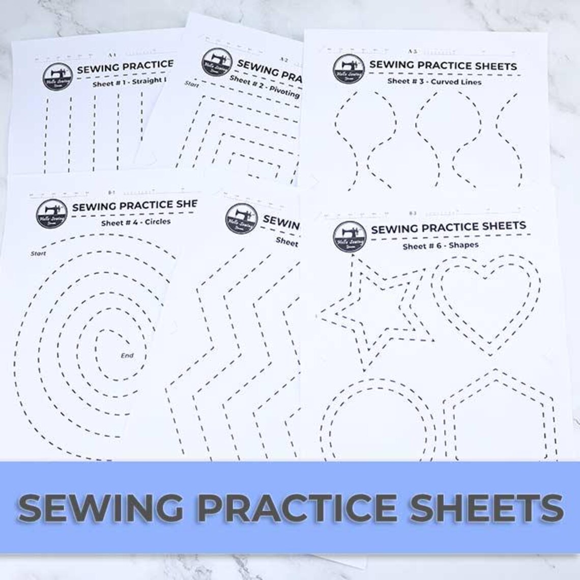 Printable Sewing Practique Sheets, Beginner Sewing Practice Pages ...