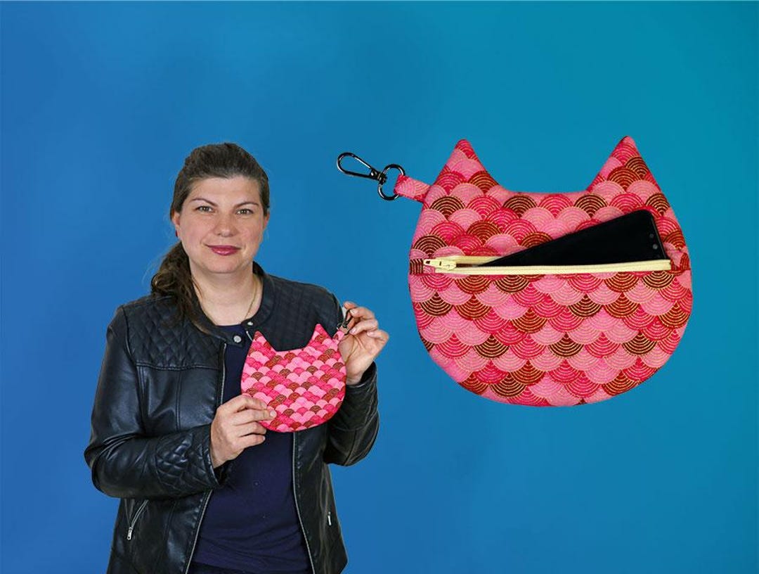 Cat Zipper Pouch Sewing Pattern and Tutorial, Cat Pouch Pattern, Easy ...