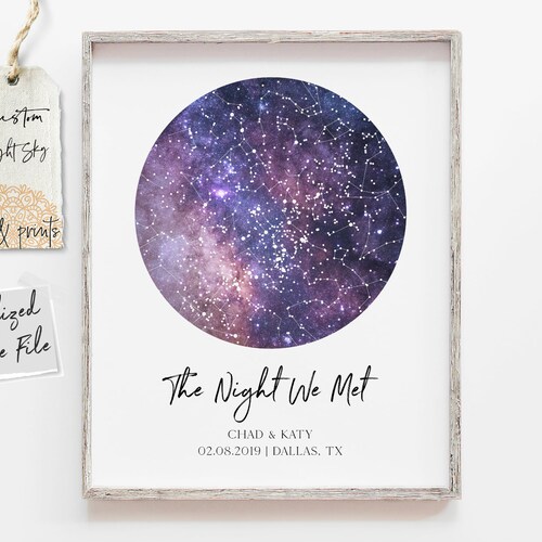 Custom Night Sky Map Personalized Newlywed Gift for Couple | Etsy