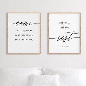Matthew 11:28 KJV Bedroom Wall Art, Set of 2 Printable Wall Art, Bible ...
