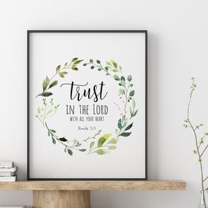 Proverbs 3:5 Trust in the Lord Bible Verse Wall Art, Printable Wall Art ...