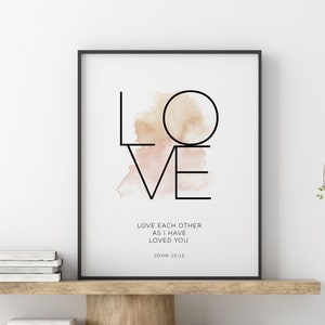 John 15:12 Love Each Other Bible Verse Printable, Christian Decor ...