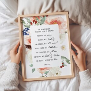 2 Peter 1:5-7 Make Every Effort Bible Verse Wall Art, Printable Wall ...