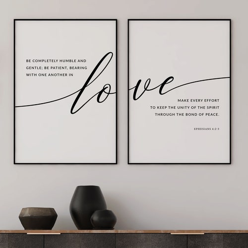 Ephesians 4:2-3 Bible Verse Wall Art Set of 2 Prints Modern - Etsy