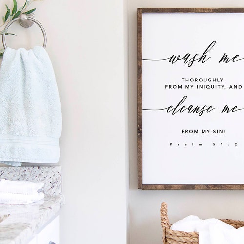 Psalm 51:2 ESV Wash Me Cleanse Me Scripture Wall Art - Etsy