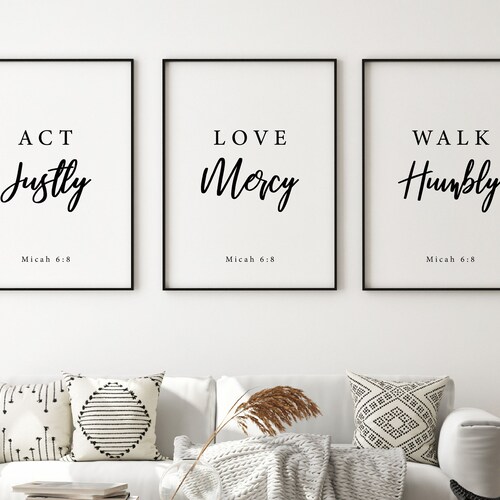 Micah 6:8 Walk Humbly Bible Verse Wall Art Set of 3 Scripture - Etsy