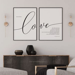 Matthew 22:37-39 Love the Lord Bible Verse Wall Art, Scripture Poster ...
