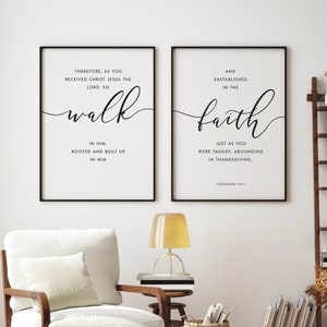 Colossians 2:6-7 Walk in Him Bible Verse Printable Wall Art, Set of 2 ...