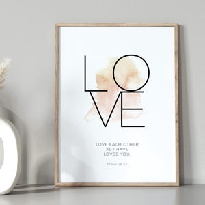 John 15:12 Love Each Other Bible Verse Printable, Christian Decor ...