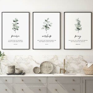 John 4:24 Set of 3 Praise Worship Bible Verse Wall Art, Set of 3 ...
