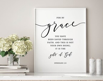 Ephesians 2:8, Bible Verse Wall Art - Etsy