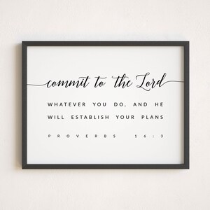 Proverbs 16:3 Commit to the Lord Bible Verse Wall Art, Printable Wall ...