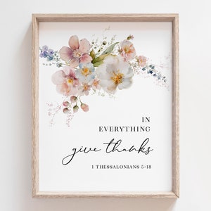 1 Thessalonians 5:18 Give Thanks Bible Verse Wall Art, Printable Wall ...