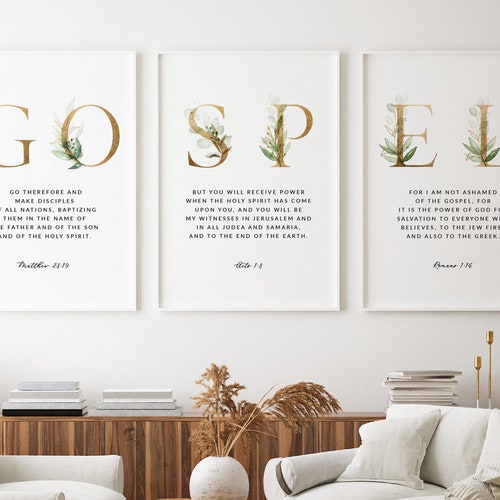 Matthew 28:19 Gospel Bible Verse Wall Art Set of 3 Scripture - Etsy