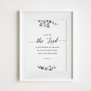 Psalm 16:8 I Shall Not Be Shaken Scripture Wall Art, Printable Wall Art ...