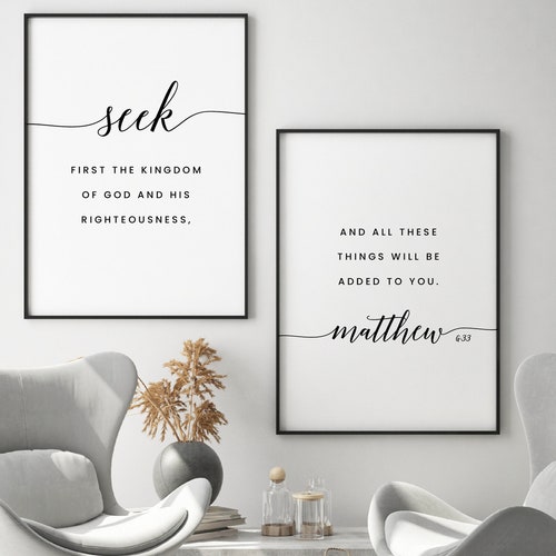 Seek First His Kingdom Matthew 6:33 Christian Wall Art - Etsy Singapore