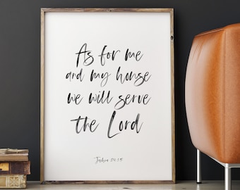 Joshua 24:15 We Will Serve the Lord Bible Verse Wall Art | Etsy