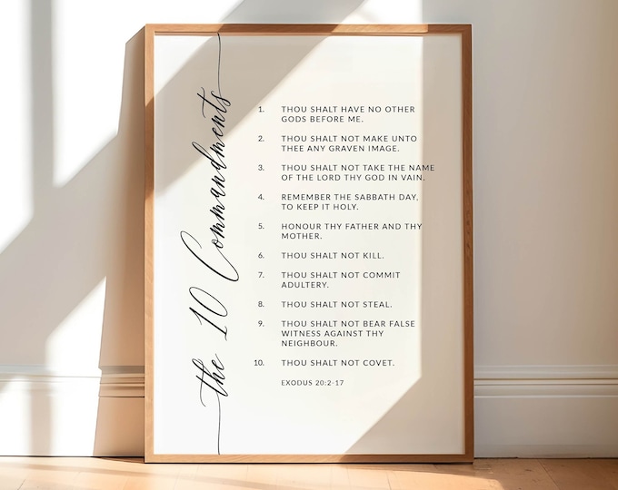The 10 Commandments KJV Bible Verse Wall Art, Bible Verse Download ...