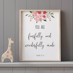 Psalm 139:14 Nursery Printable Wall Art, Bible Verse Printable Wall Art ...