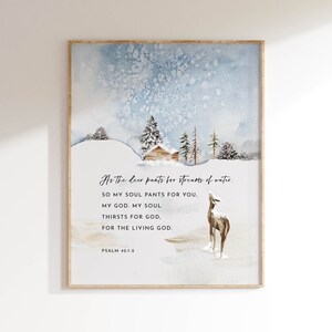Psalm 42:1-2 Winter Bible Verse Printable Wall Art, Winter Scripture ...