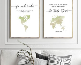 Go and Make Disciples of All Nations Printable Wall Art Matthew 28:19 Print Bible Verse Print Go ...