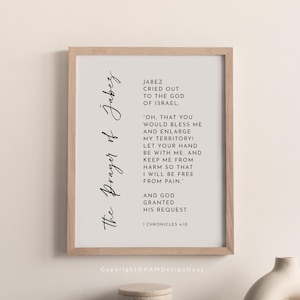 The Prayer of Jabez 1 Chronicles 4:10 Bible Verse Wall Art, Printable ...