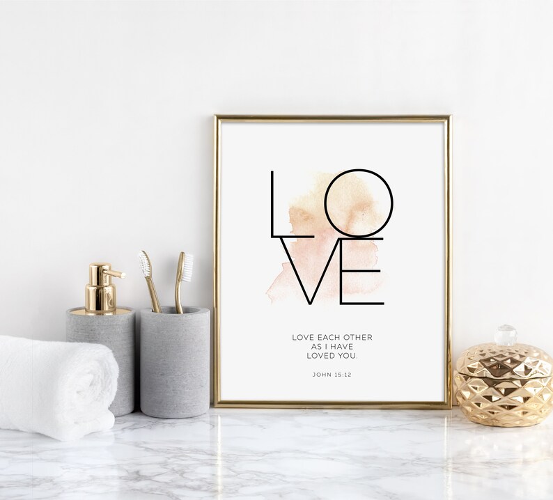 John 15:12 Love Each Other Bible Verse Wall Art Printable | Etsy