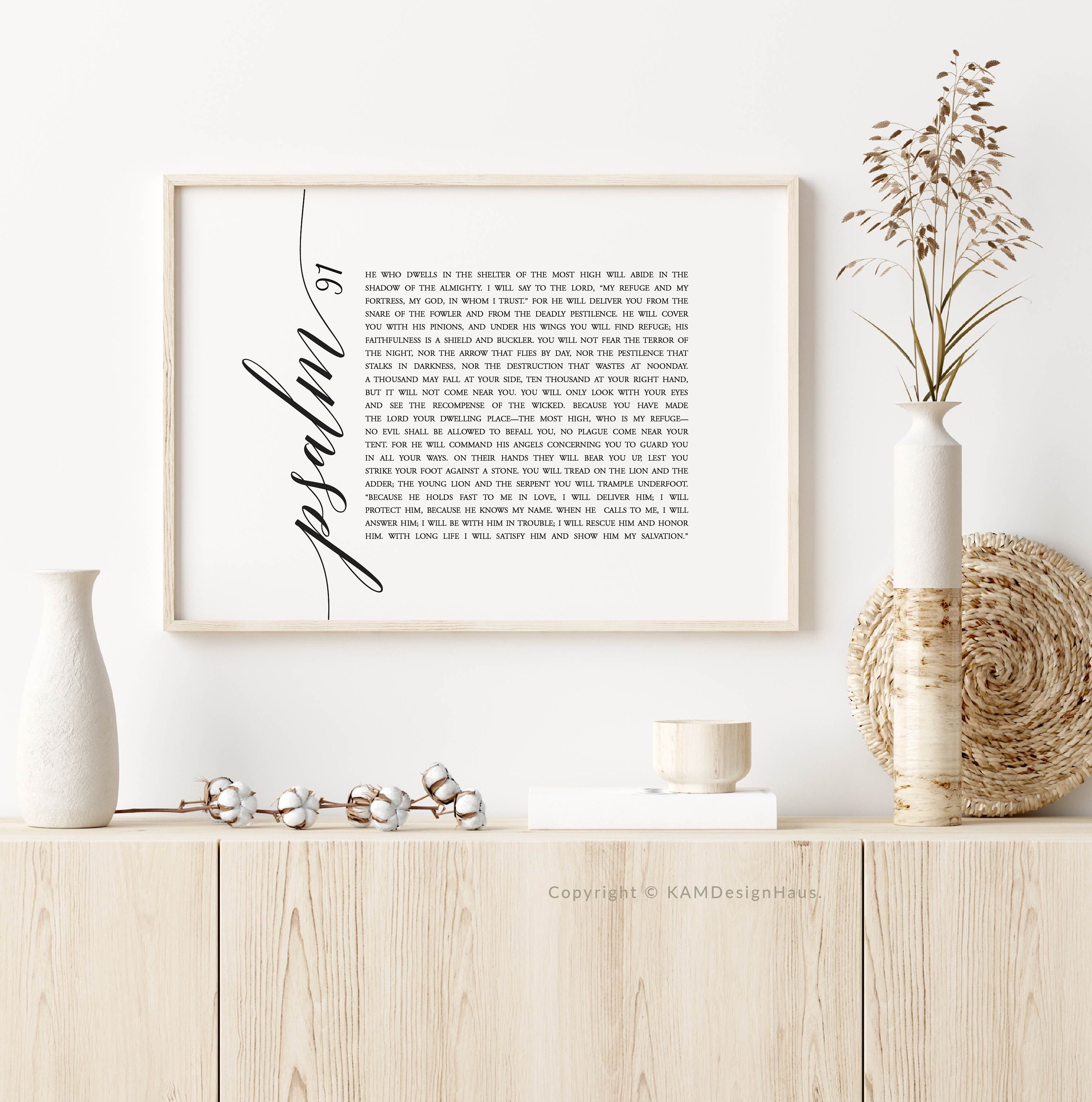 Psalm 91 Scripture Printable Wall Art Bible Verse Print | Etsy
