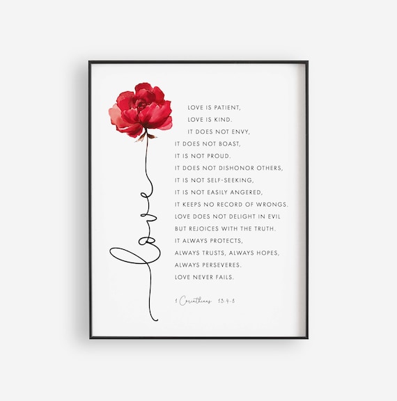 1 Corinthians 13:4-8 Love Bible Verse Printable Wall Art - Etsy