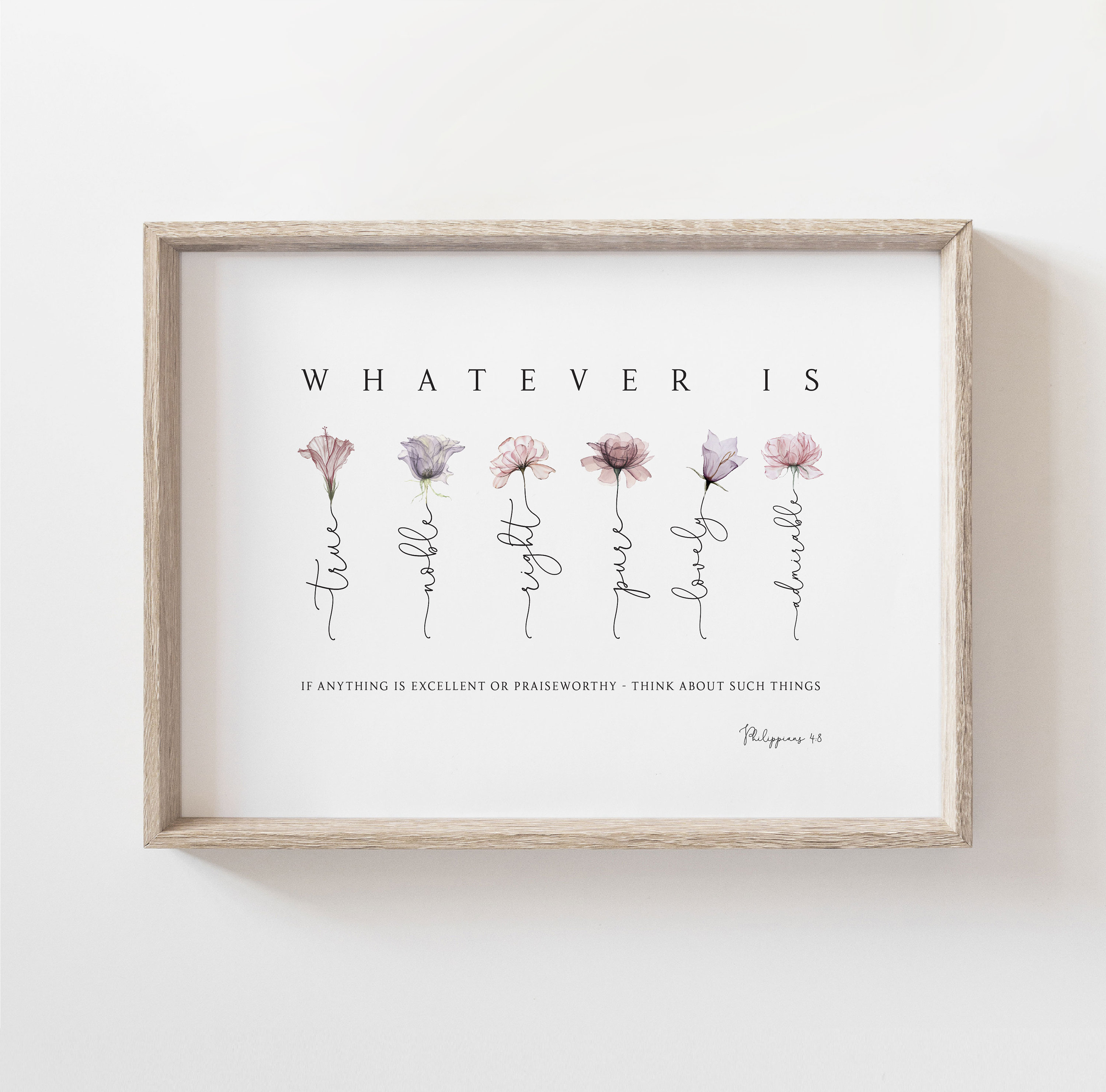 Philippians 4:8 Whatever is Bible Verse Wall Art, Scripture Print ...