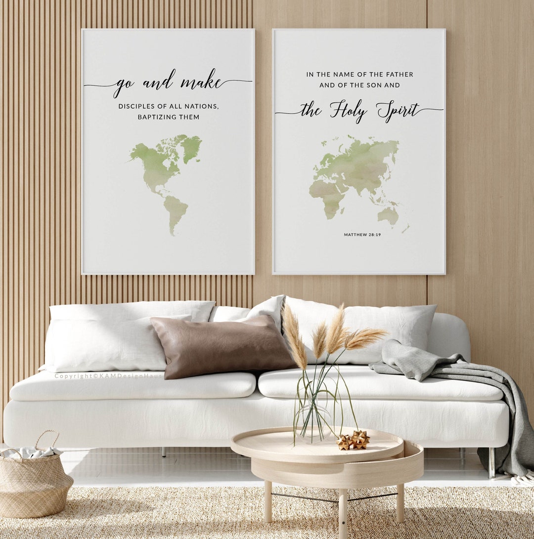 Matthew 28:19 Go and Make Disciples Bible Verse Wall Art Set - Etsy