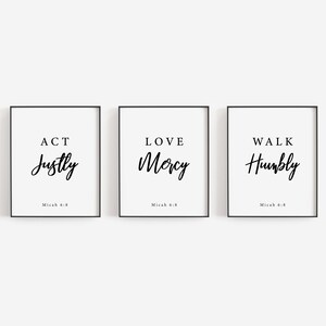 Micah 6:8 Act Justly Love Mercy Bible Verse Printable Wall - Etsy