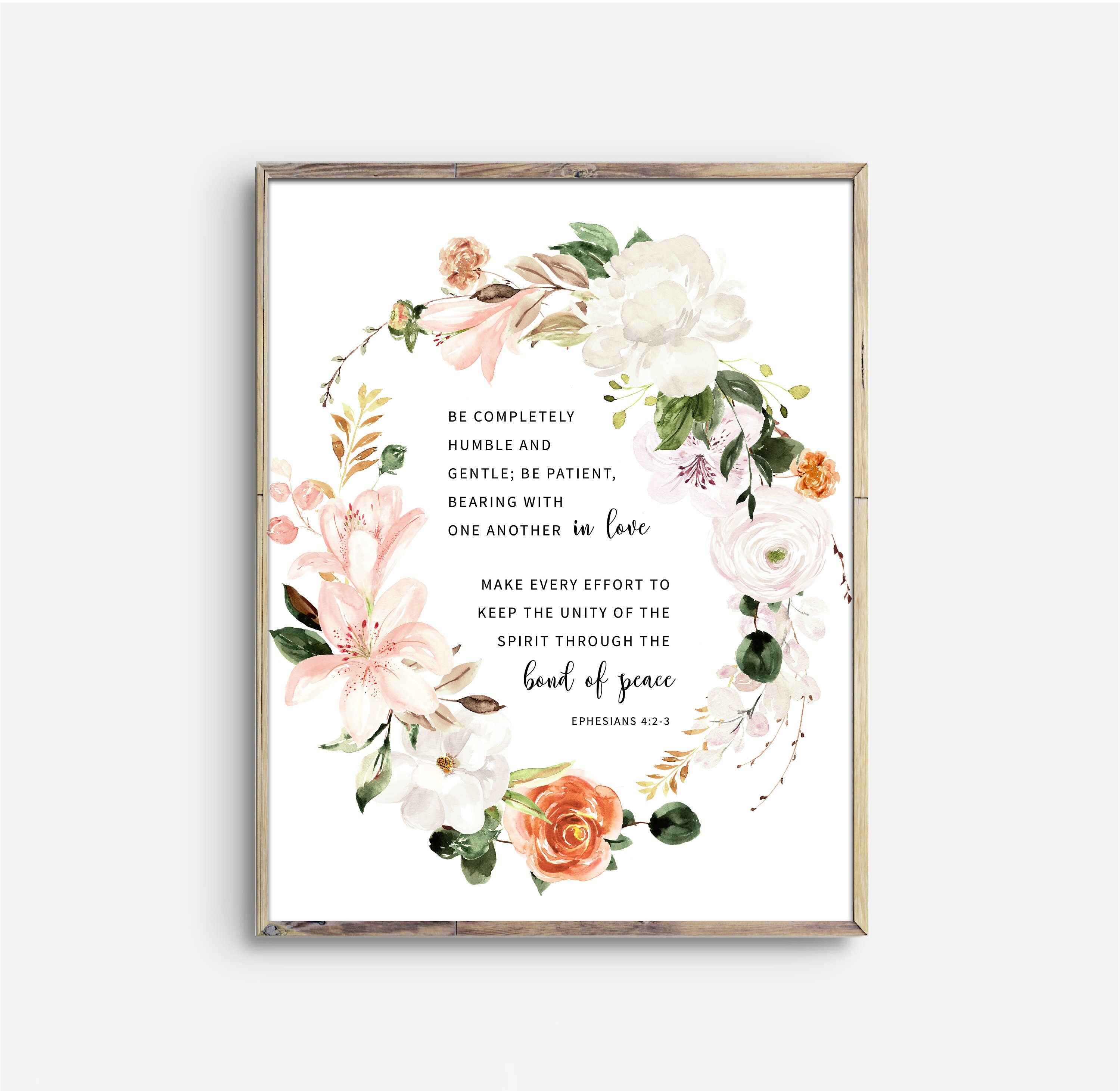 Ephesians 4:2-3 Be Completely Humble Bible Verse Wall Art, Printable ...