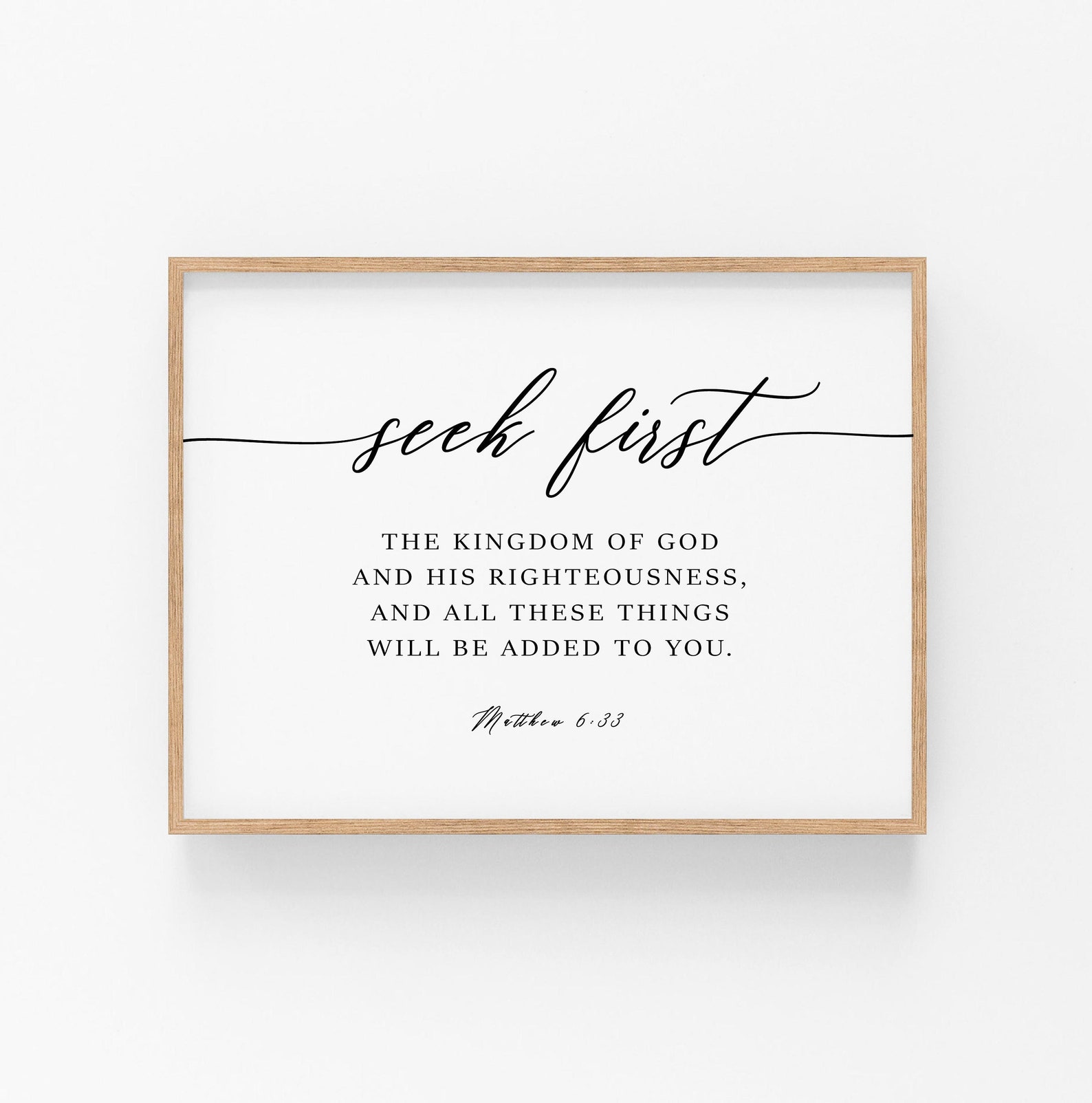 Matthew 6:33 Seek First Bible Verse Wall Art, Printable Wall Art, Large ...