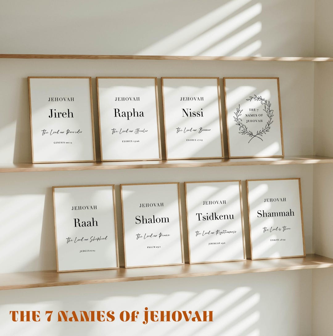 The 7 Names of God Bundle, Bible Verse Printable Wall Art, Set of 8 ...