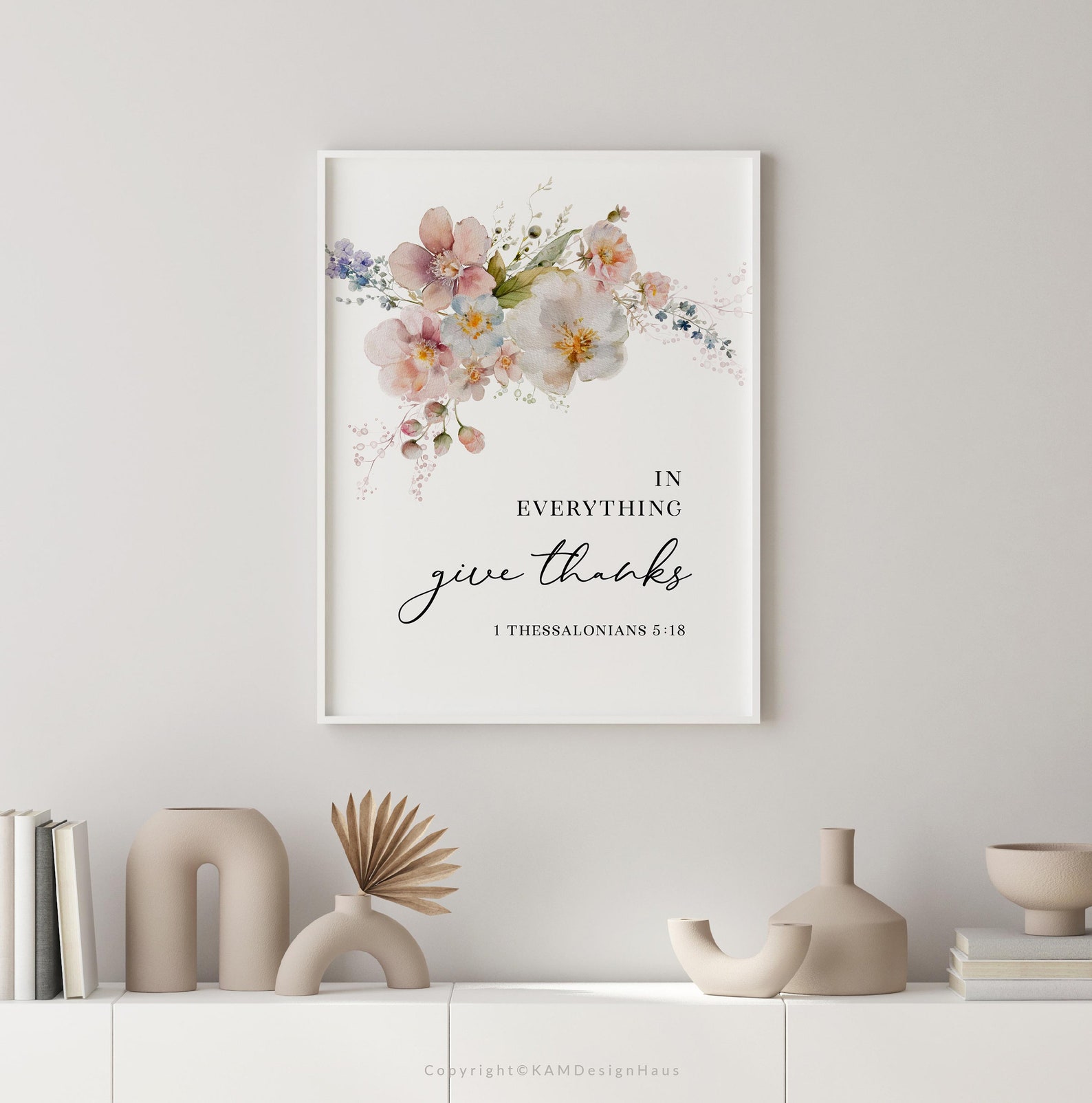 1 Thessalonians 5:18 Give Thanks Bible Verse Wall Art, Printable Wall ...