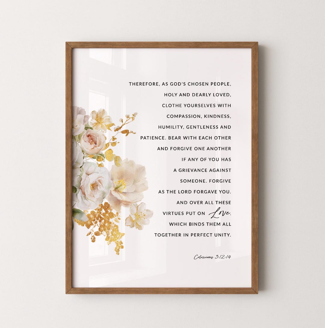 Colossians 3:12-14 Bible Verse Printable Wall Art, Bible Verse Print ...