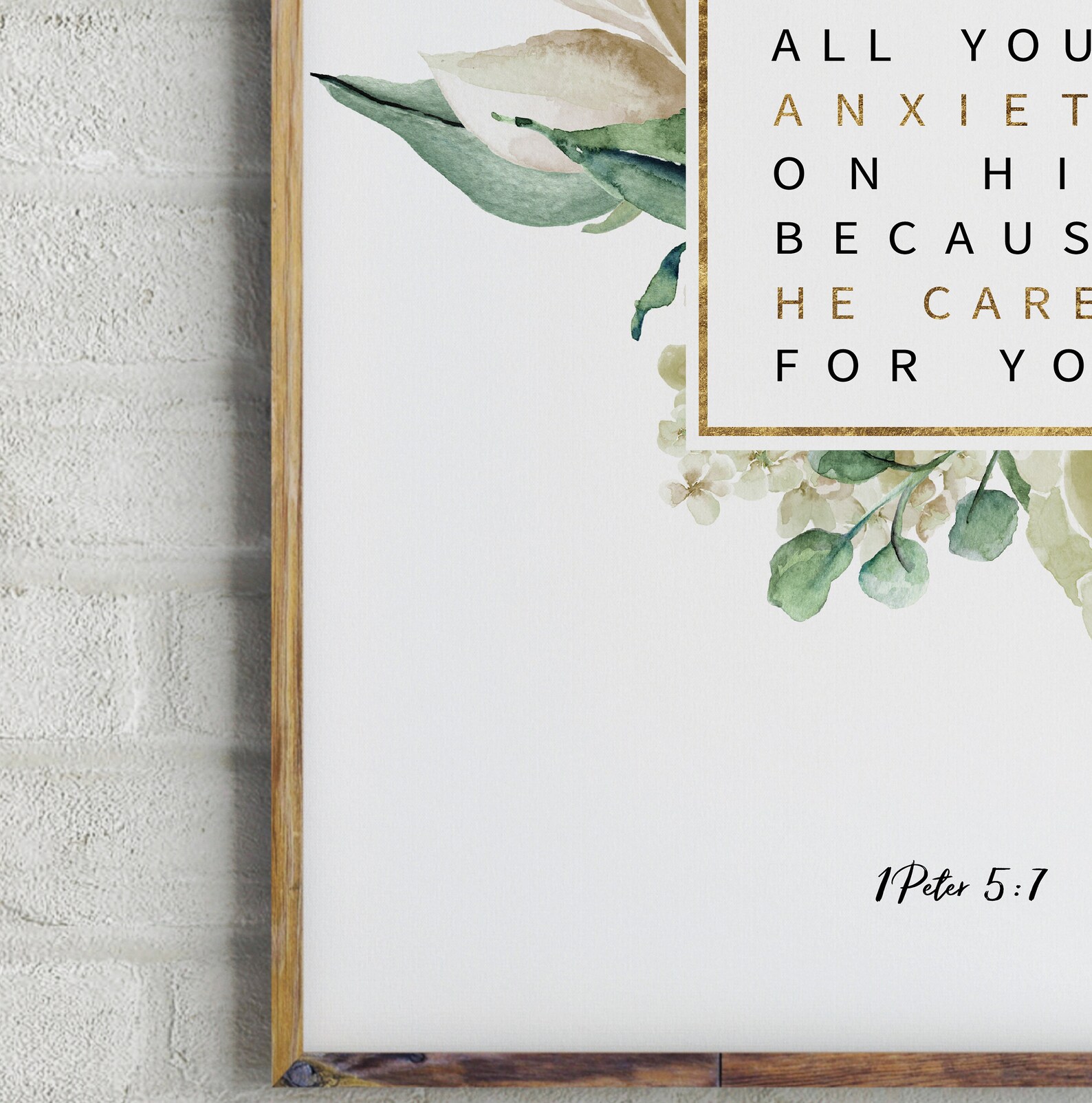 1 Peter 5:7 Bible Verse Wall Art Floral Bible Verse | Etsy