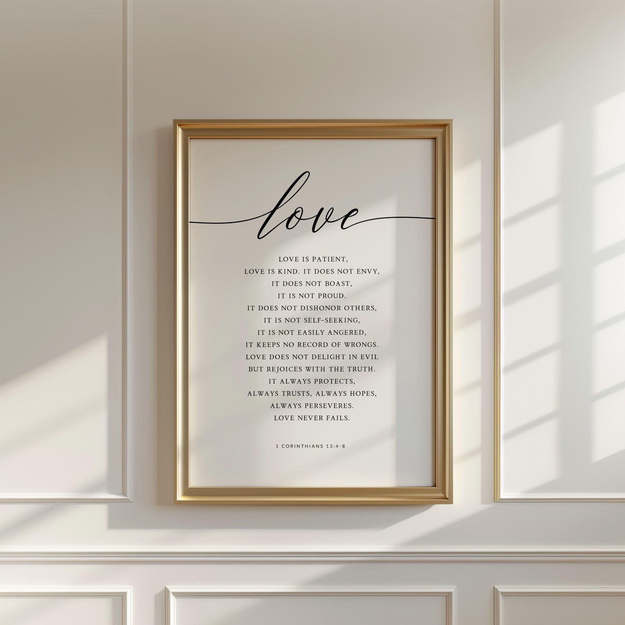 1 Corinthians 13:4-8 Love Never Fails Bible Verse Wall Art, Printable ...