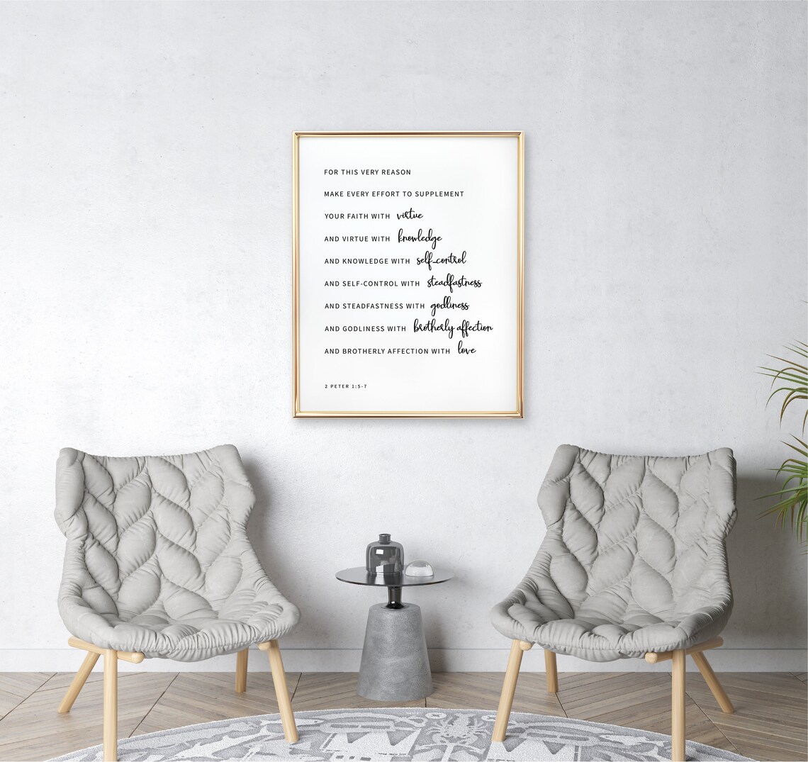 2 Peter 1:5-7 Bible Verse Wall Art Christian Wall Art | Etsy