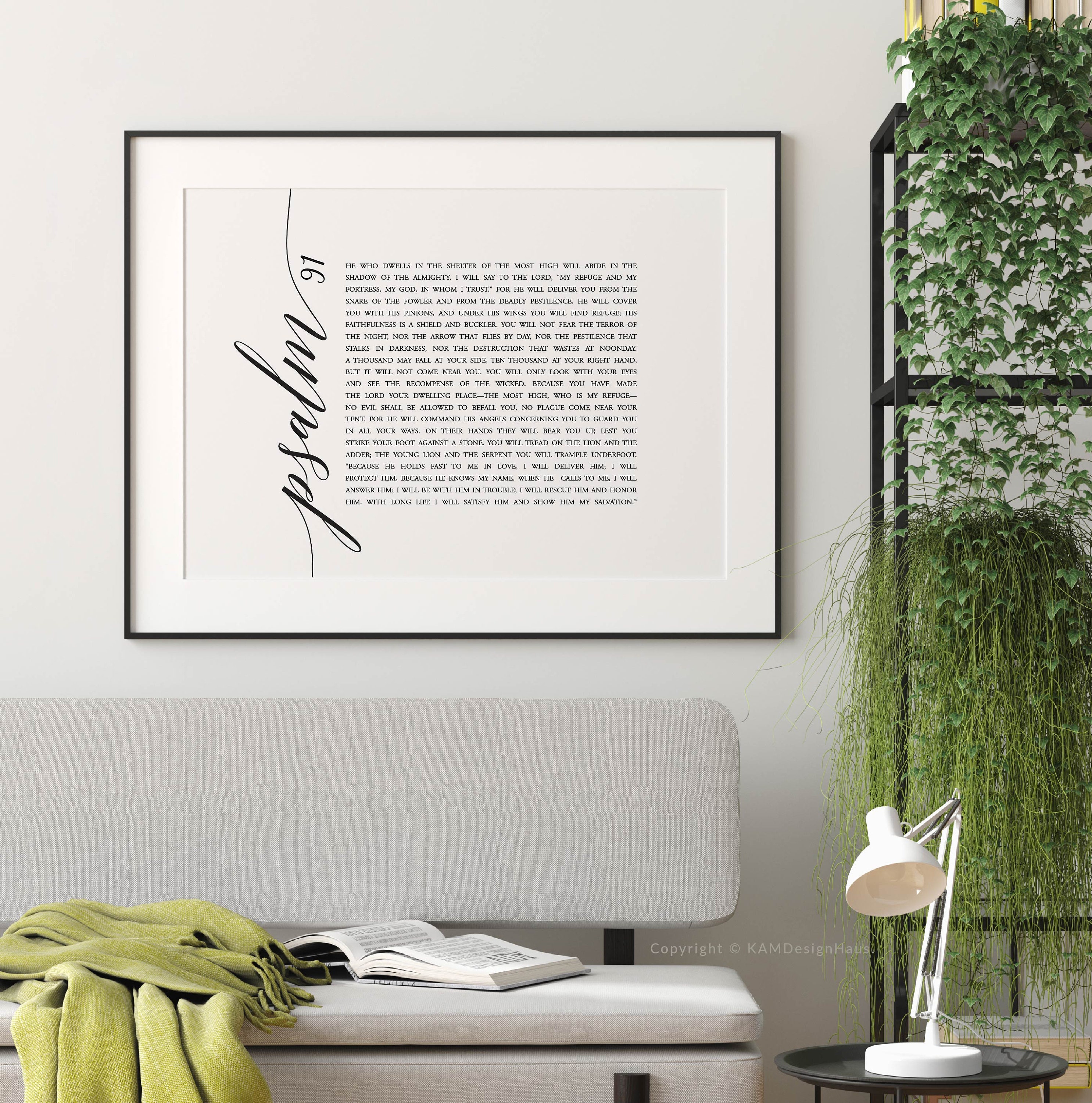 Psalm 91 Scripture Printable Wall Art Bible Verse Print | Etsy