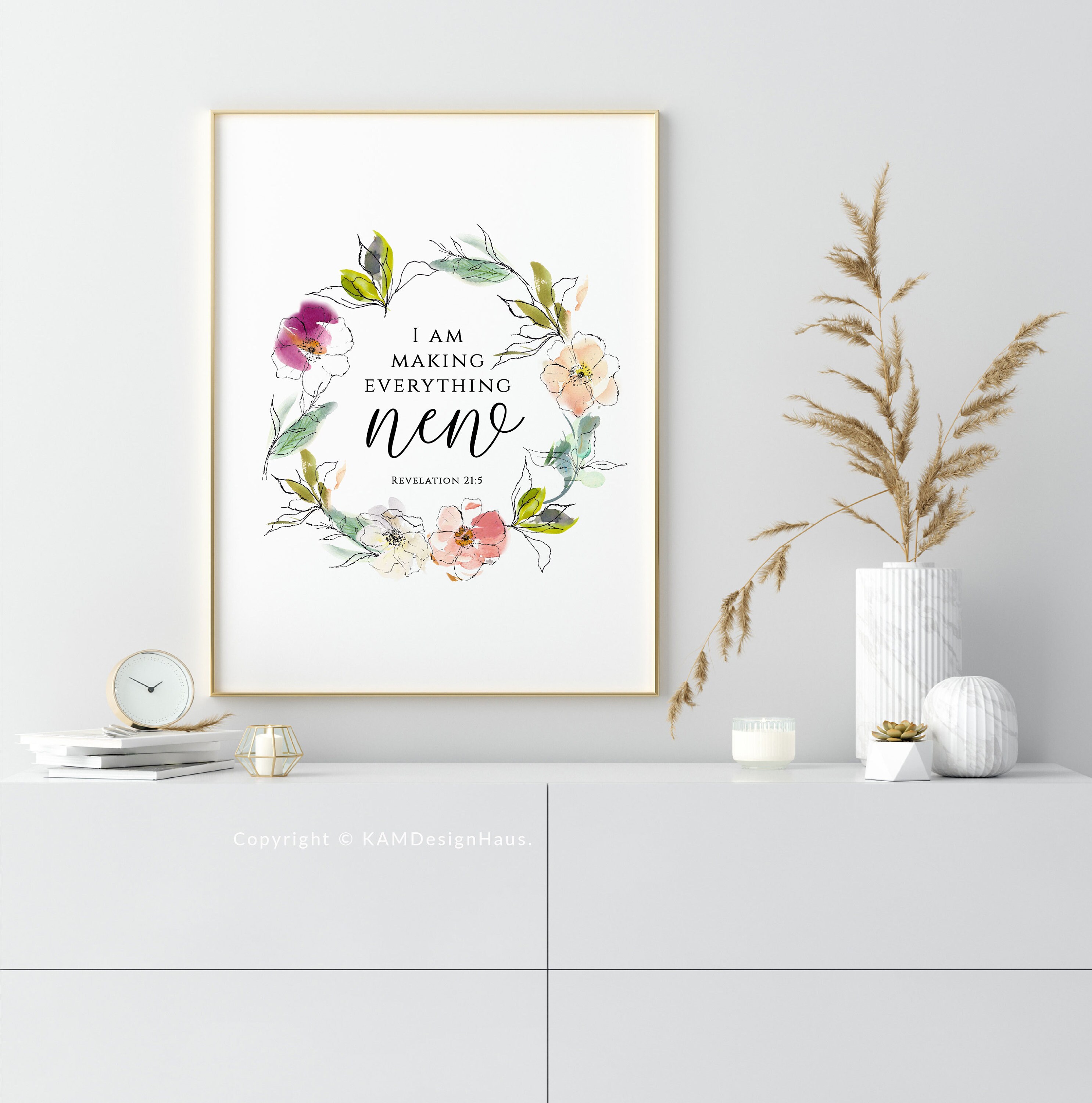 Revelation 21:5 Making Everything New Bible Verse Wall Art | Etsy