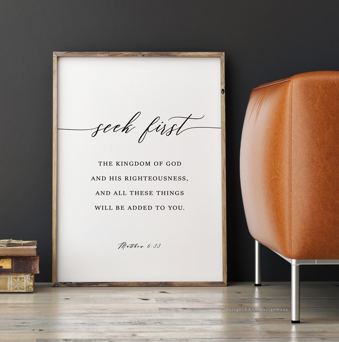 Matthew 6:33 Seek First Bible Verse Wall Art, Printable Wall Art ...