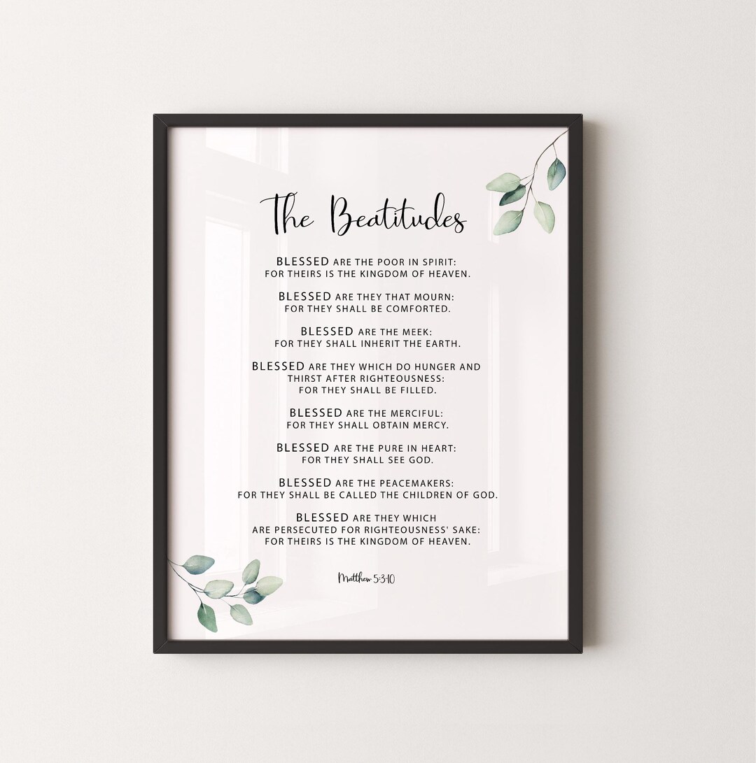 Matthew 5:3-10 the Beatitudes Bible Verse Wall Art, Printable Wall Art ...