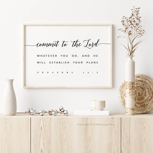 Proverbs 16:3 Commit to the Lord Bible Verse Wall Art, Printable Wall ...