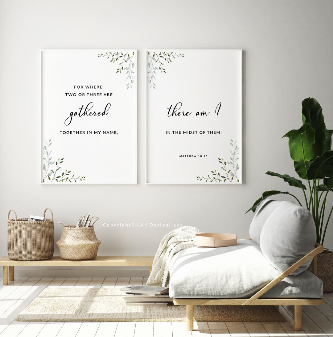 Matthew 18:20 KJV Bible Verse Printable Wall Art Dining Room - Etsy