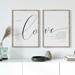 Matthew 22:37-39 Love the Lord Bible Verse Wall Art, Scripture Poster ...