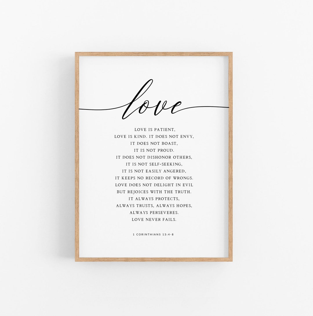 1 Corinthians 13:4-8 Love Never Fails Bible Verse Wall Art, Printable ...